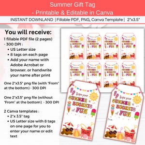 Summer Buckets of Fun Tag, Editable End of School Year Gift Tag ...