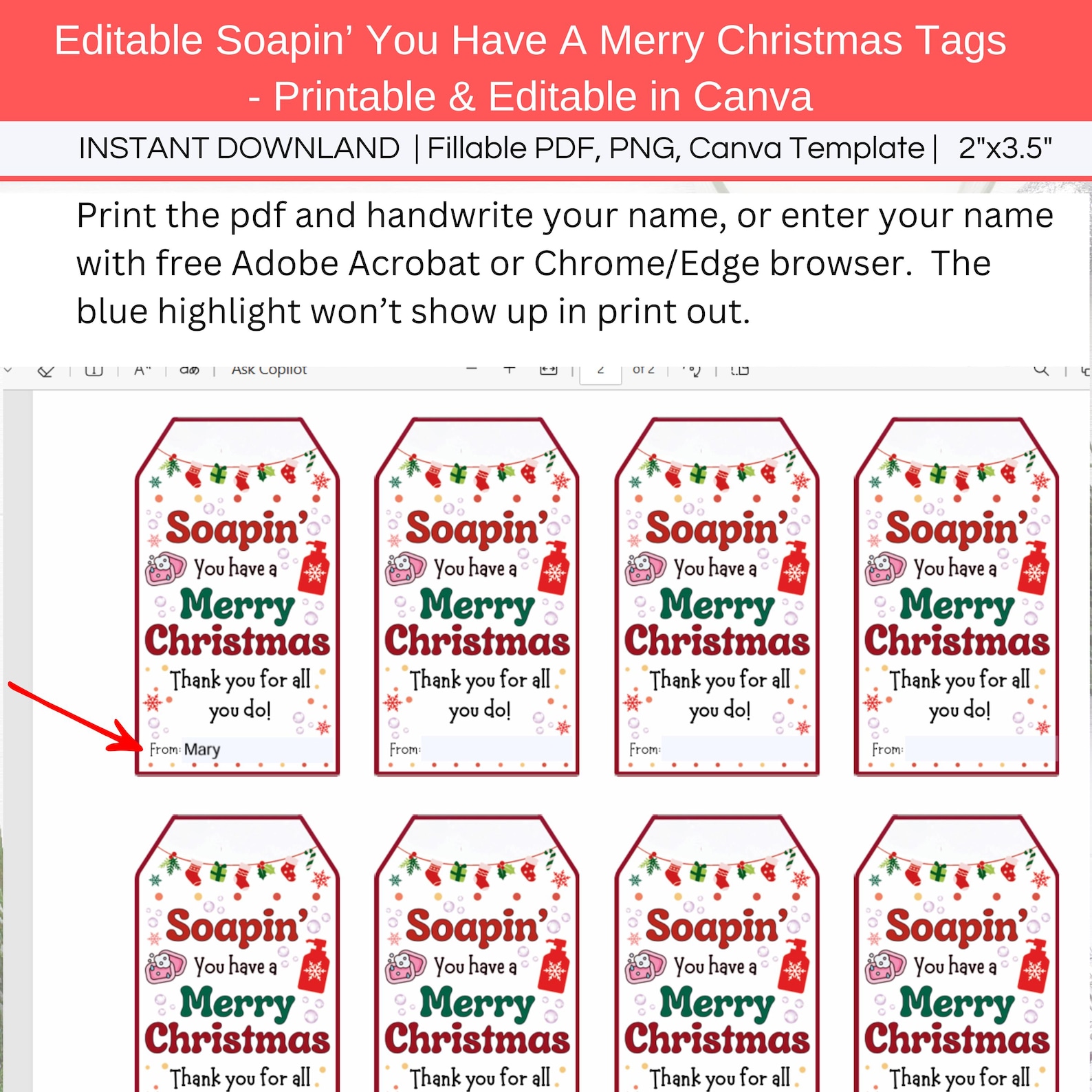 Soapin You Have a Merry Christmas Printable Gift Tag, Handmade Soap ...