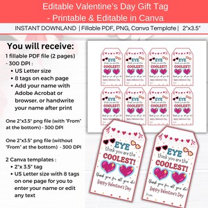 Sunglasses Valentine Tag Editable, You're the Coolest Kid Classroom ...