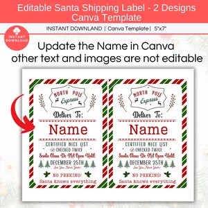 Package From Santa Shipping Label, Christmas Eve Box, Editable North ...