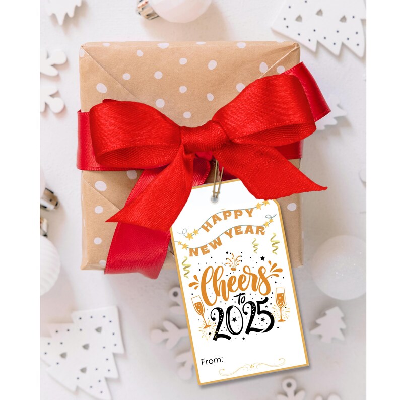 Happy New Year 2025 Favor Tags Printable, Cheers to 2025 Gift Tag ...