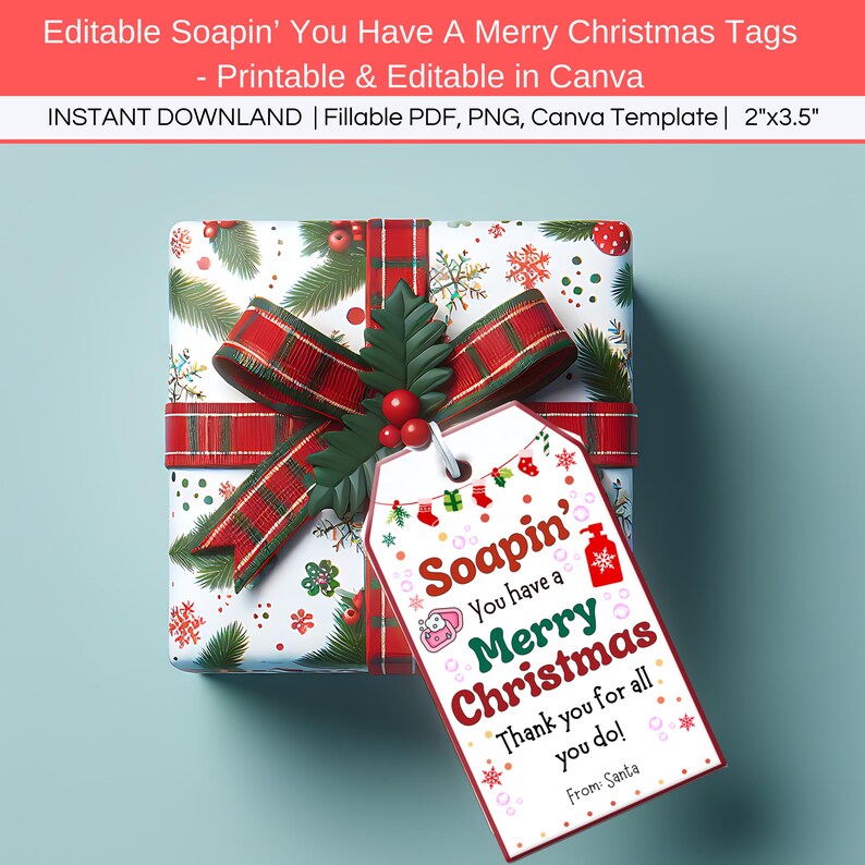 Soapin You Have a Merry Christmas Printable Gift Tag, Handmade Soap ...