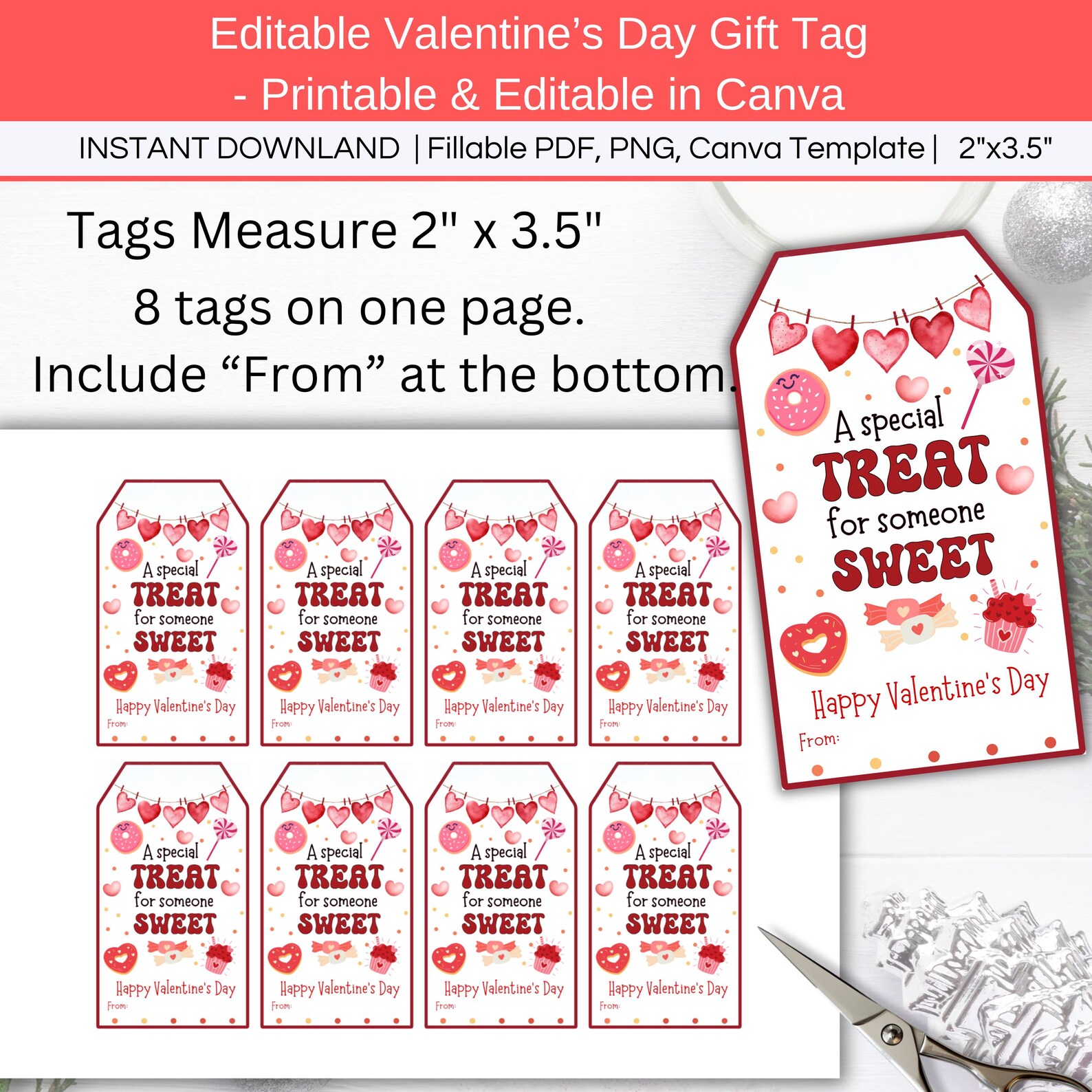 Printable Special Treat for Someone Sweet Editable Valentine Gift Tag ...