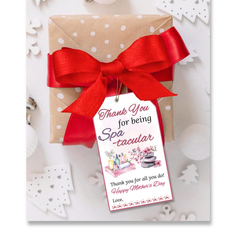 Spa Gift Basket Tag Happy Mother's Day Gift Tag, Editable Spa-tacular ...
