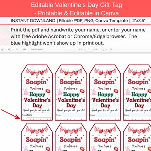 Soapin You Have a Happy Valentine's Day Printable Gift Tag, Handmade ...