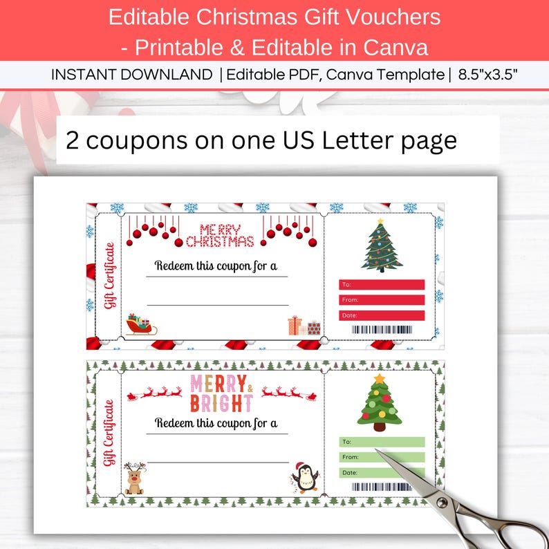 Printable Christmas Coupon, Editable DIY Custom Coupon Book, Merry ...
