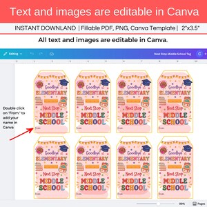 Next Stop Middle School Tag, 5th 6th Grade Graduation Gift Tag, Last ...