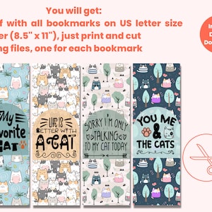 12 Printable Bookmarks Cats Theme With Funny Cat Quotes, Printable ...