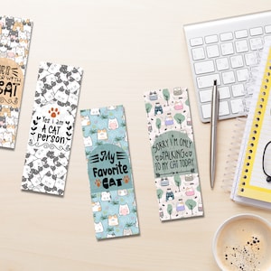 12 Printable Bookmarks Cats Theme With Funny Cat Quotes, Printable ...