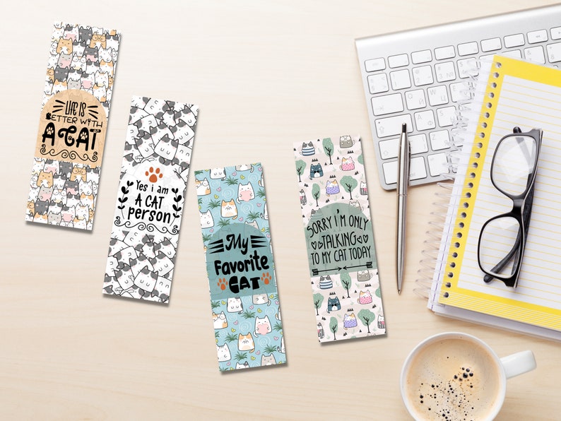 12 Printable Bookmarks Cats Theme With Funny Cat Quotes, Printable ...