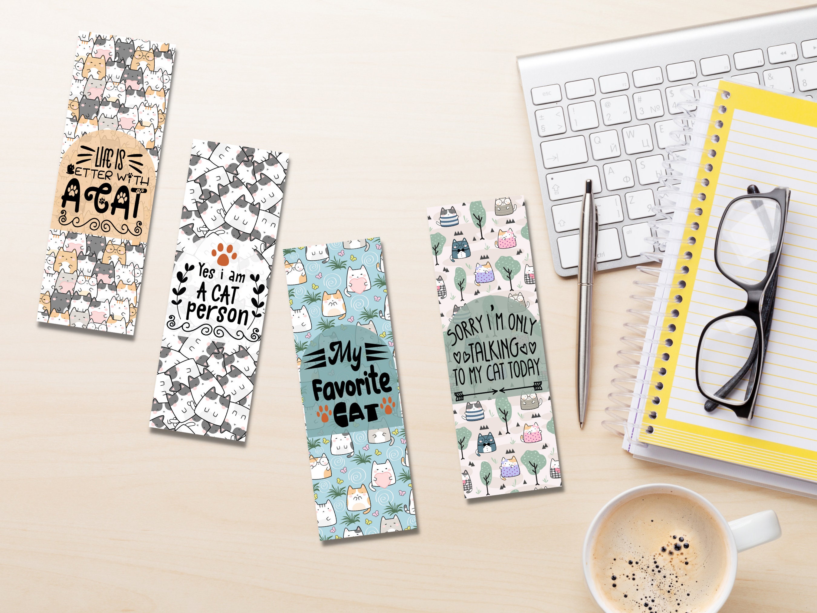 12 Printable Bookmarks Cats Theme With Funny Cat Quotes, Printable ...