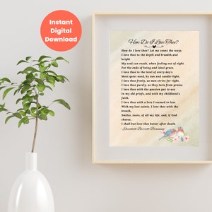 How Do I Love Thee Love Poem, Printable Love Poem, Elizabeth Barrett ...