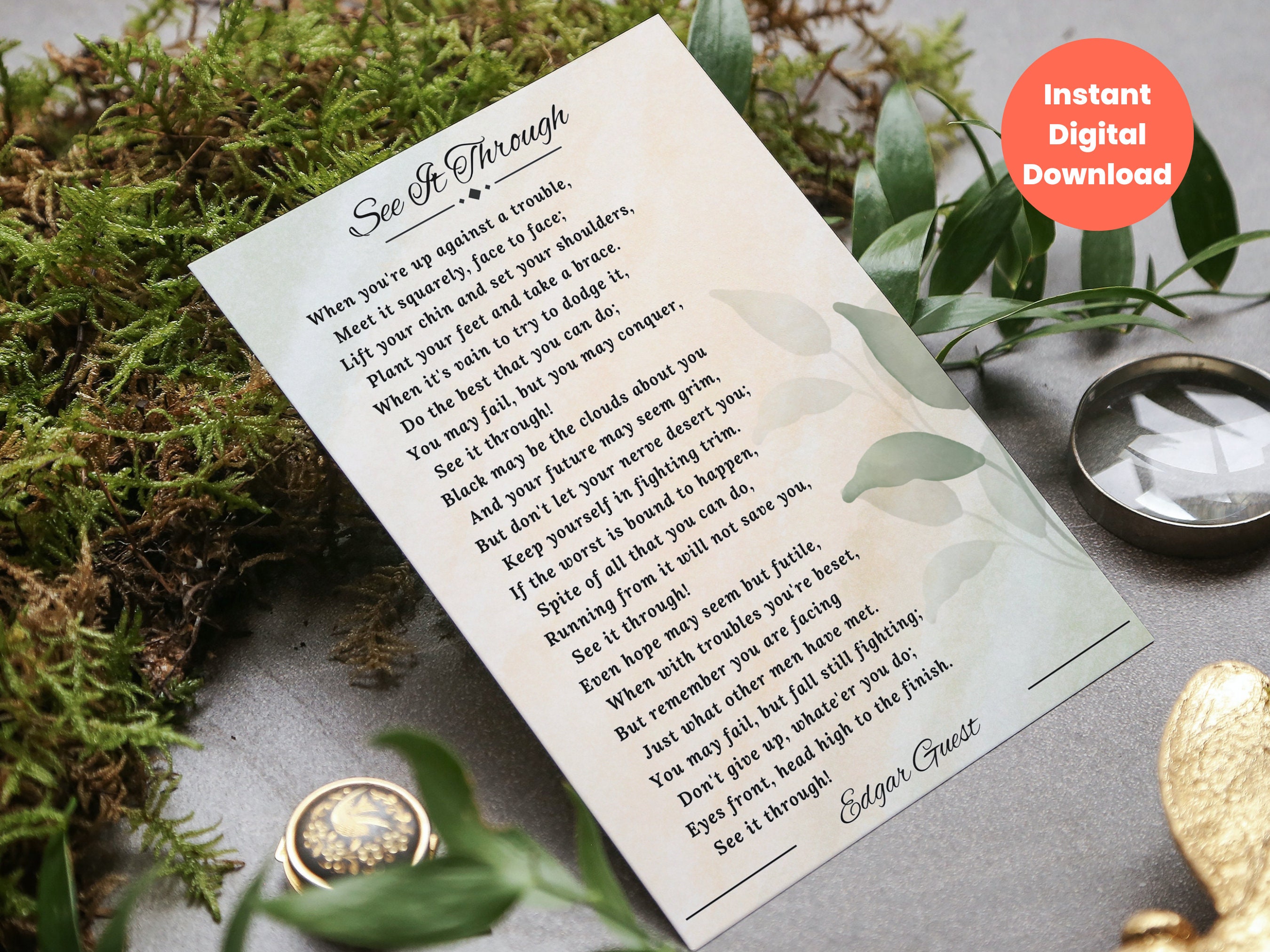 See It Through by Edgar Guest Printable Quote Motivational - Etsy