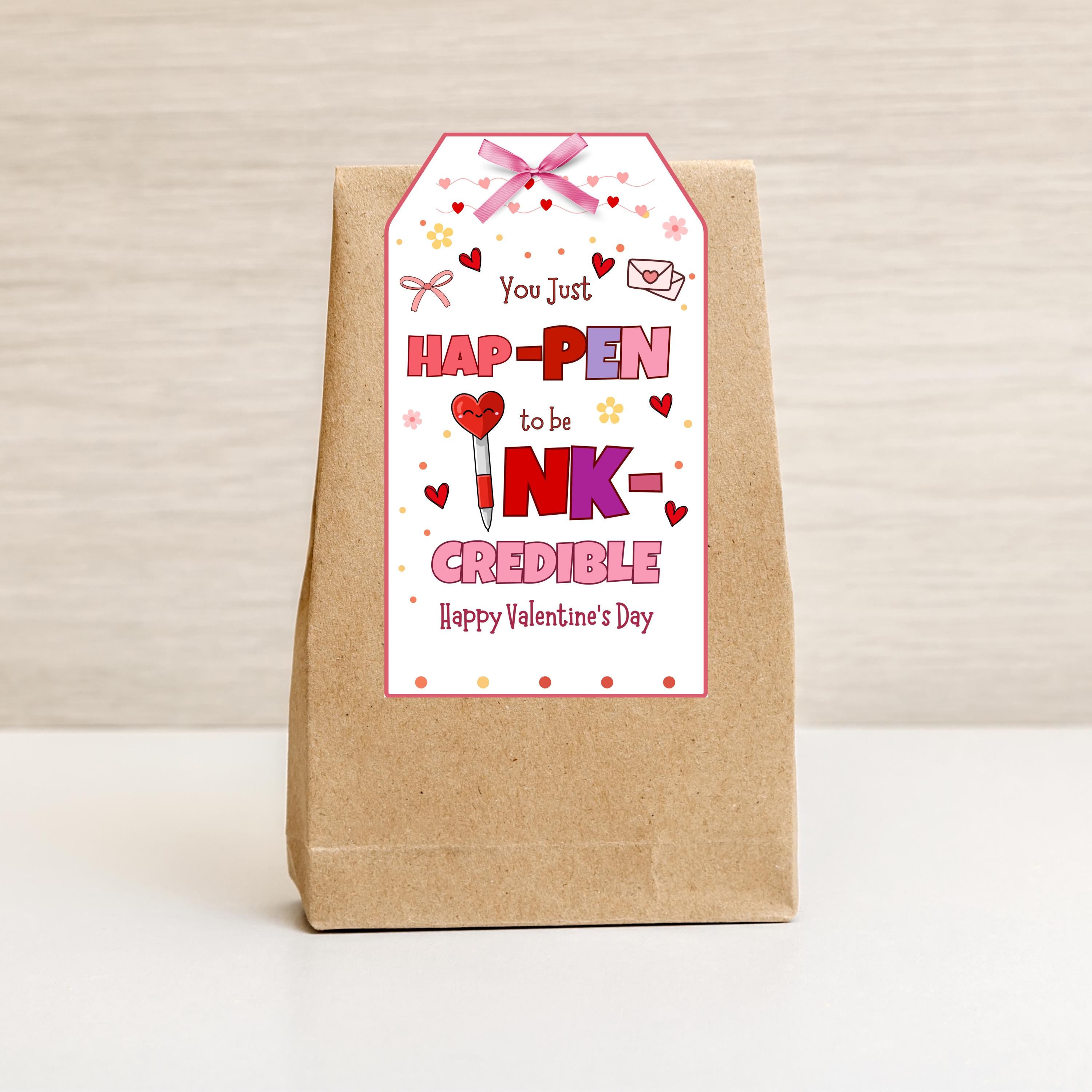 Ink Pen Valentines Gift Tag Printable, Preschool Classroom Highlighter ...