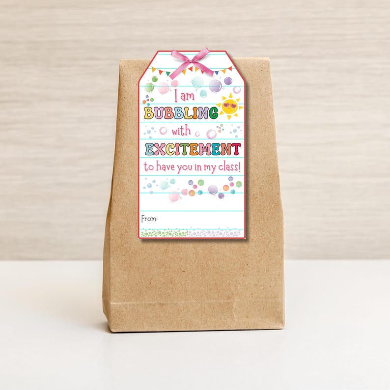 Bubbles Gift Tag Printable for First Day of School, Bubbling With ...