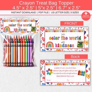 Crayon Valentine Treat Bag Topper Printable, Non Candy Valentine Goodie ...