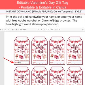 The Snuggle is Real Valentine's Day Gift Tag Printable, Editable Socks ...