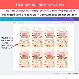 Goodbye Lesson Plan Hello Suntan Gift Tag Printable, Editable Teacher ...