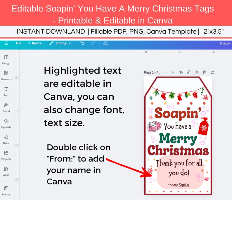 Soapin You Have a Merry Christmas Printable Gift Tag, Handmade Soap ...