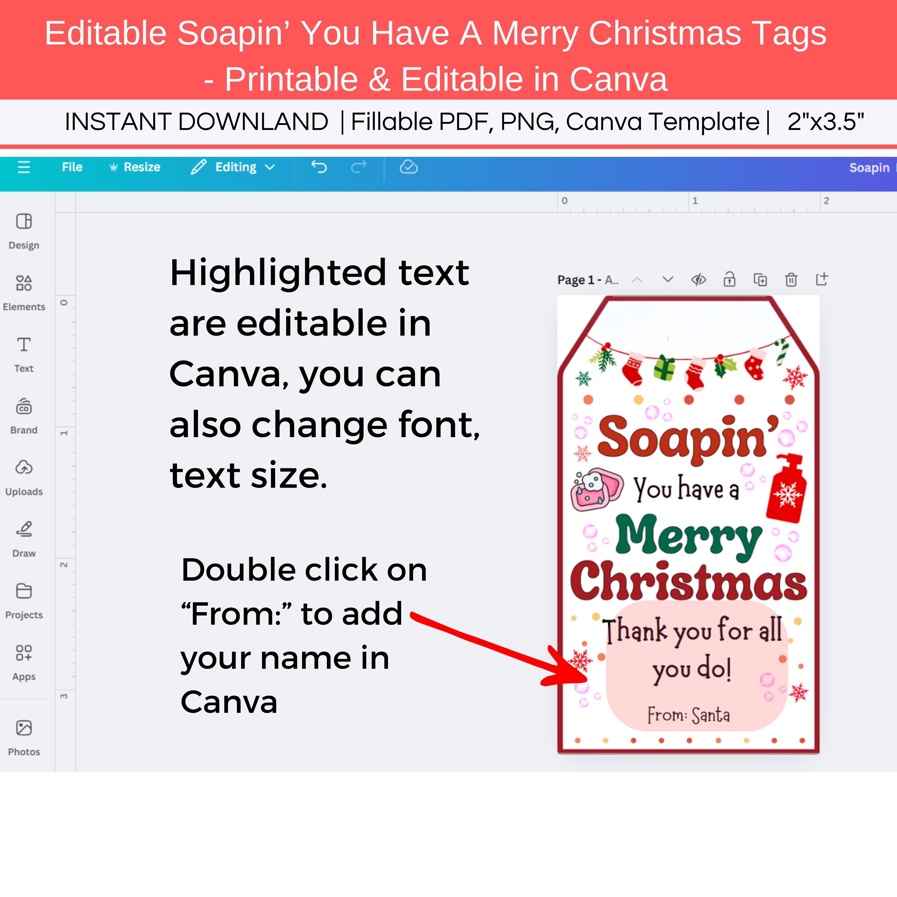 Soapin You Have a Merry Christmas Printable Gift Tag, Handmade Soap ...