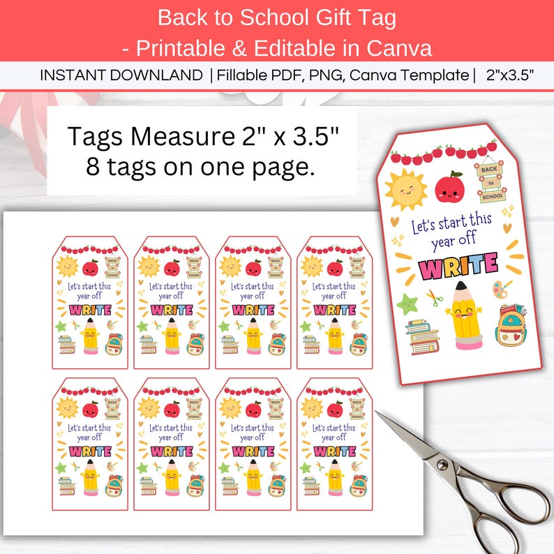 Start the Year off Write Tag Printable, First Day of School Pencil Gift ...