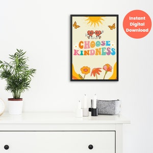 Choose Kindness Motivational Poster Colorful Wall Art, Printable Quote ...