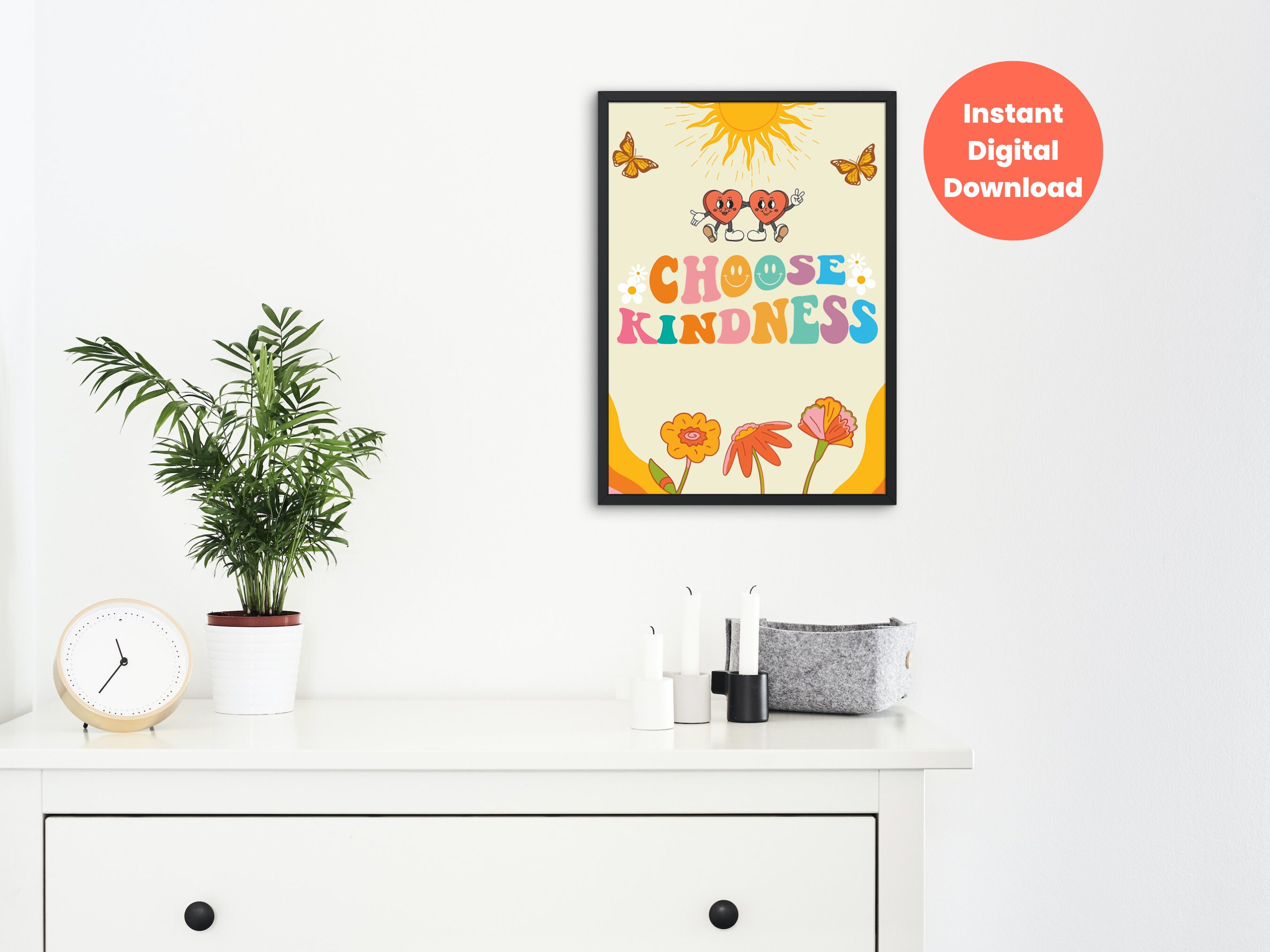 Choose Kindness Motivational Poster Colorful Wall Art, Printable Quote ...