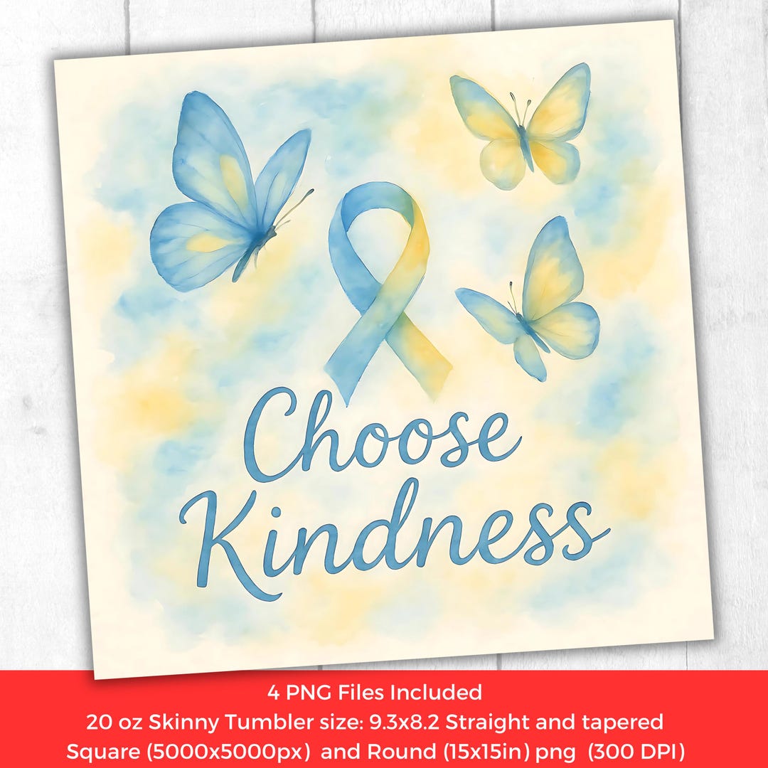 Choose Kindness PNG, Down Syndrome Awareness Ribbon Sublimation Design ...