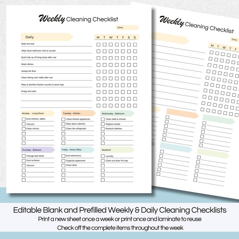 Editable Cleaning Planner Printable, Deep Cleaning Checklist, Declutter ...