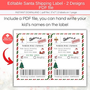 Package From Santa Shipping Label, Christmas Eve Box, Editable North ...