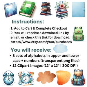 Teacher Watercolor Doodle Alphabet Bundle, 8 Full Sets Back to School ...