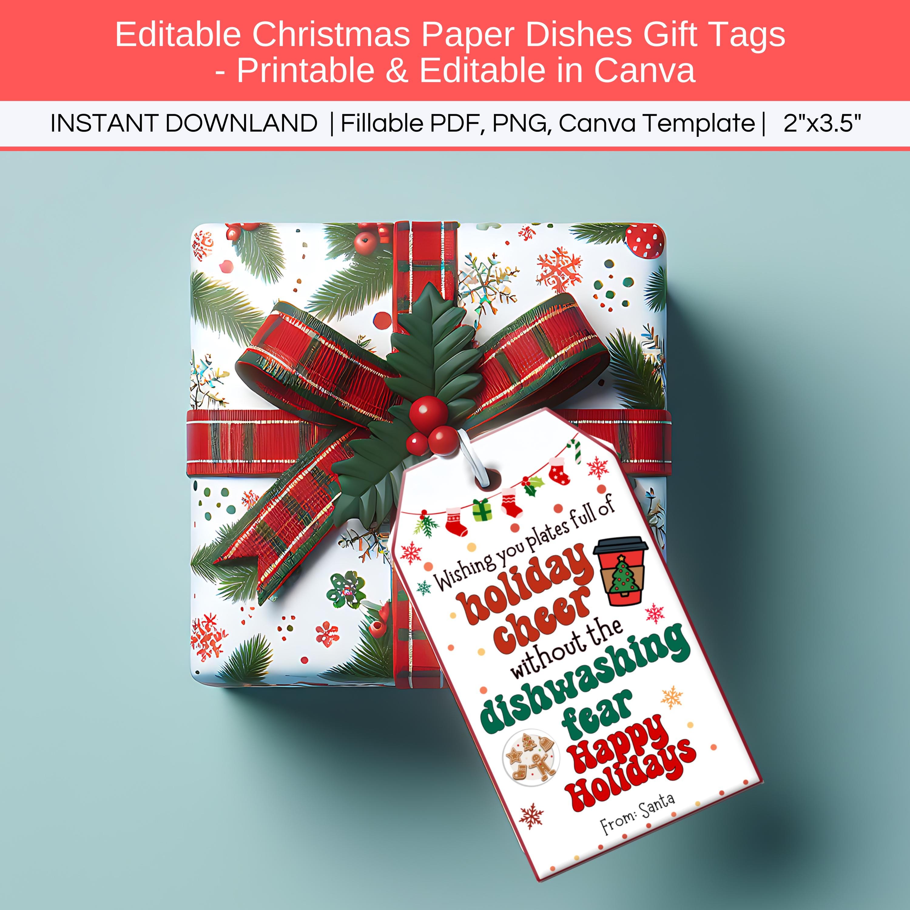 Paper Plate Gift Tag, Hostess Gift, Christmas Dishes Gift Label, Last ...