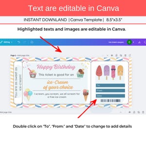 Printable Ice Cream Coupons, Editable Happy Birthday Ice Cream Gift ...