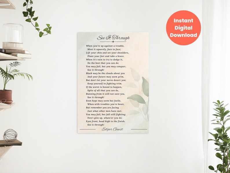See It Through by Edgar Guest Printable Quote Motivational - Etsy