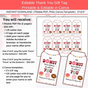 We Donut Know What We Would Do Without You Thank You Tag, Printable ...
