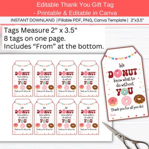 We Donut Know What We Would Do Without You Thank You Tag, Printable ...