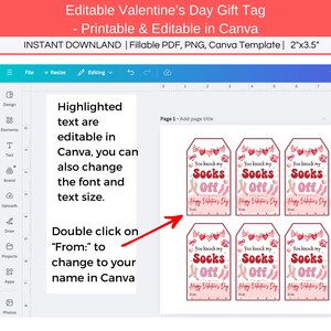 You Knock My Socks off Valentine Gift Tag Printable, Happy Valentine's ...