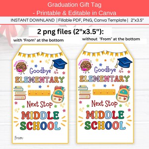 Next Stop Middle School Tag, 5th 6th Grade Graduation Gift Tag, Last ...