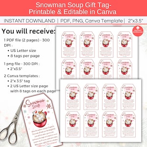Snowman Soup Tag Printable, Snowman Soup Labels, Christmas Snowman ...