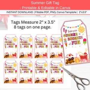 Summer Buckets of Fun Tag, Editable End of School Year Gift Tag ...