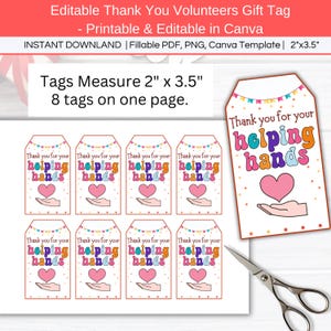 Thank You for Your Helping Hands Gift Tag, Coworker Volunteer Staff ...