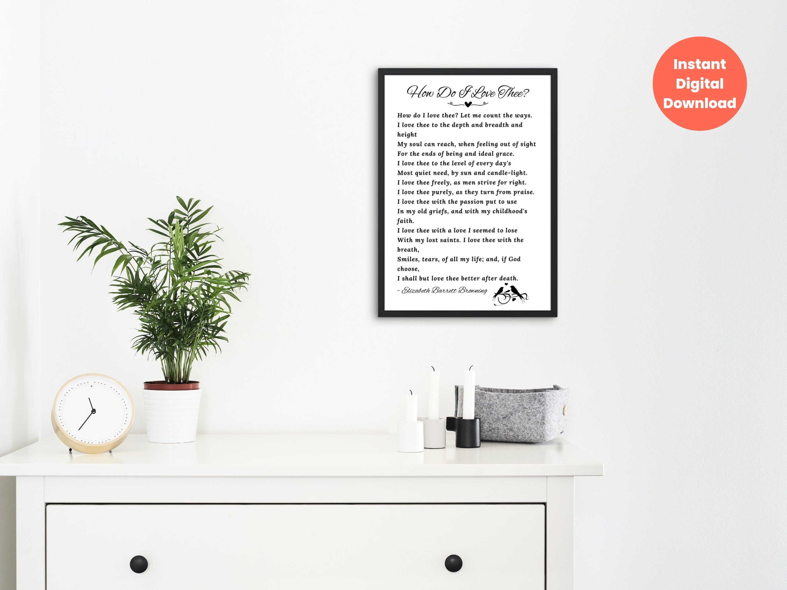 How Do I Love Thee Love Poem Printable Love Poem Elizabeth - Etsy