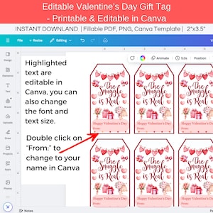 The Snuggle is Real Valentine's Day Gift Tag Printable, Editable Socks ...