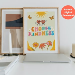 Choose Kindness Motivational Poster Colorful Wall Art, Printable Quote ...