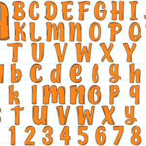 Halloween Doodle Font Alphabet Clipart Bundle, 8 Full Sets Alpha ...