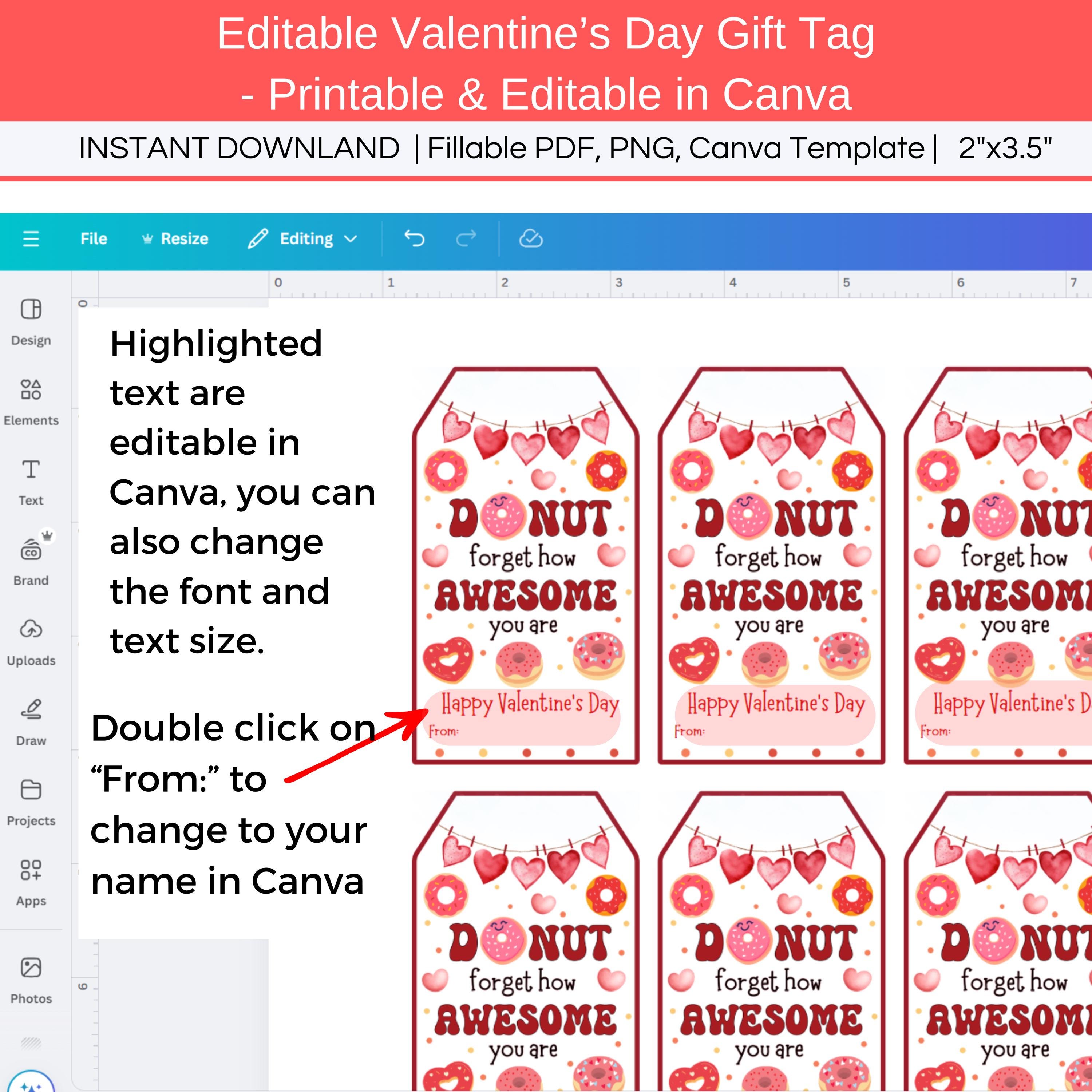 Donut Forget How Awesome You Are Printable Valentine Gift Tags ...
