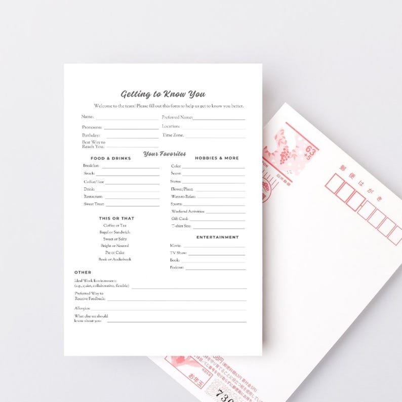 Getting to Know You Form for Employees Printable, Editable All About Me ...