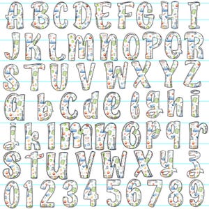 Teacher Watercolor Doodle Alphabet Bundle, 8 Full Sets Back to School ...