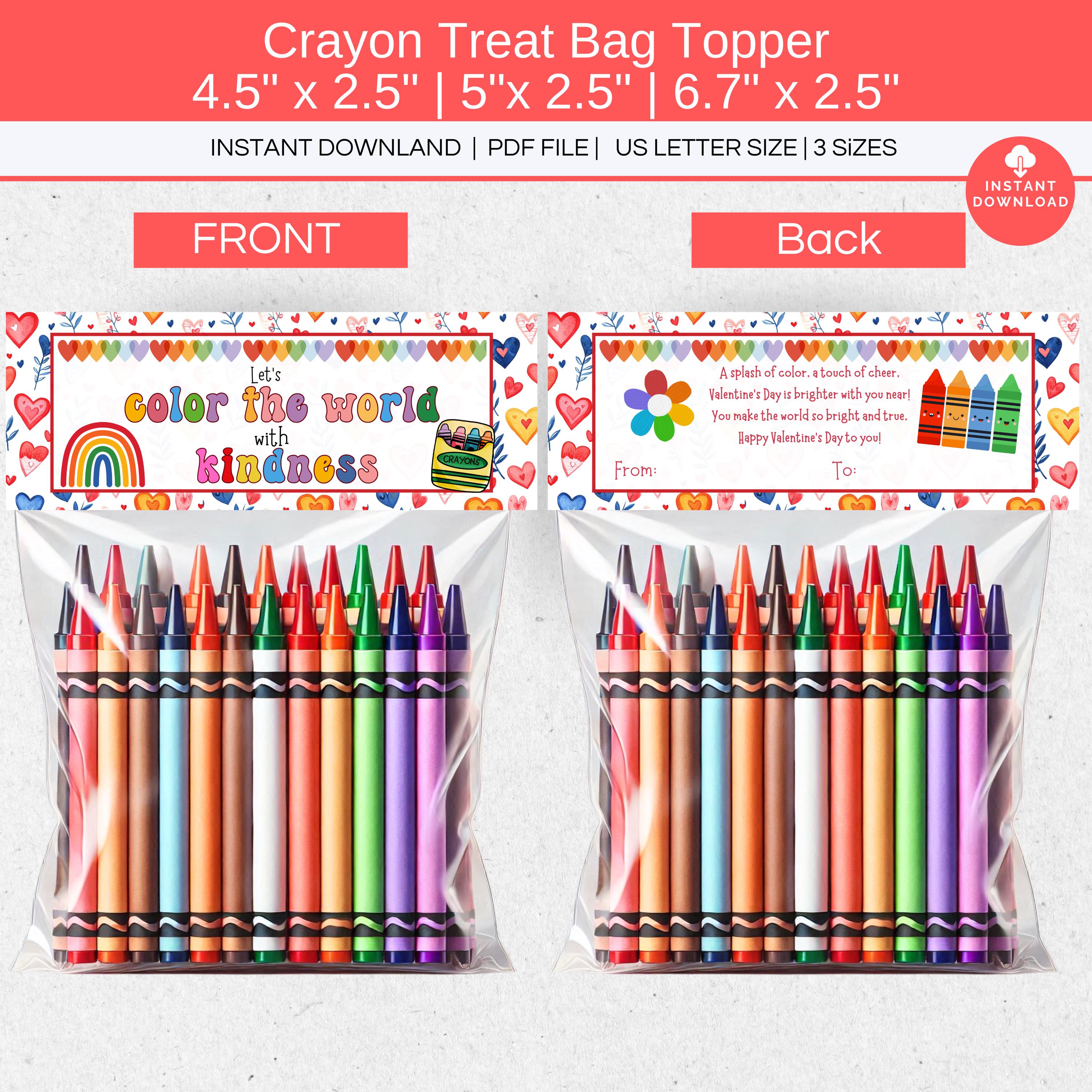 Crayon Valentine Treat Bag Topper Printable, Non Candy Valentine Goodie ...