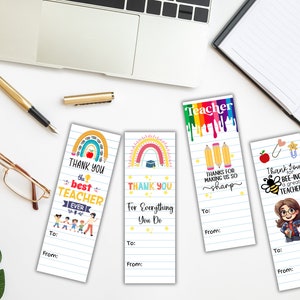 Printable Teacher Appreciation Bookmark Set, Teacher Bookmark, Thank ...